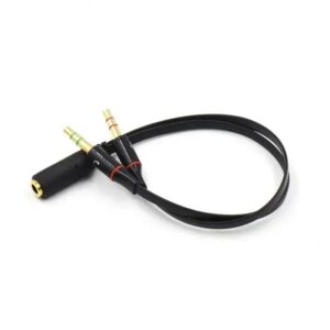 3.5mm Flat Cable TRRS Splitter – 1 Female to 2 Male Jack 4 Pin Stereo ...