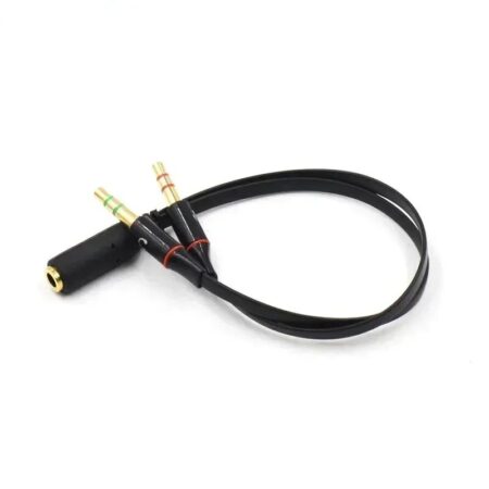 3.5mm Flat Cable TRRS Splitter – 1 Female to 2 Male Jack 4 Pin Stereo ...